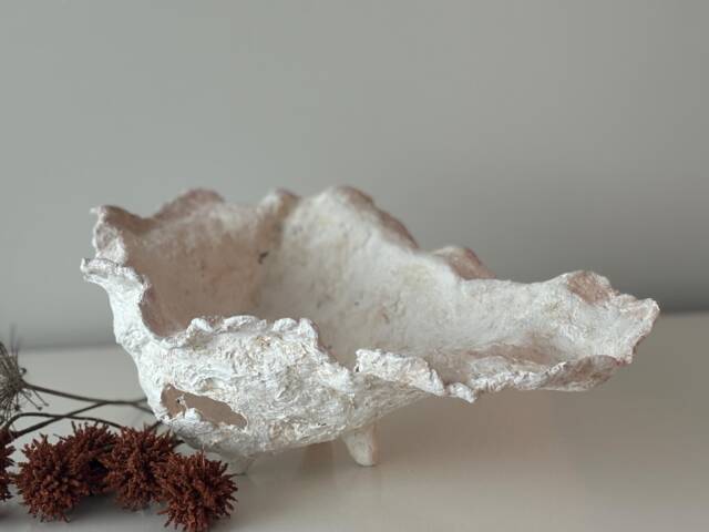 Nature Inspired Paper Clay Sculpture Bowl - Wabi Sabi Vessel Art For ...
