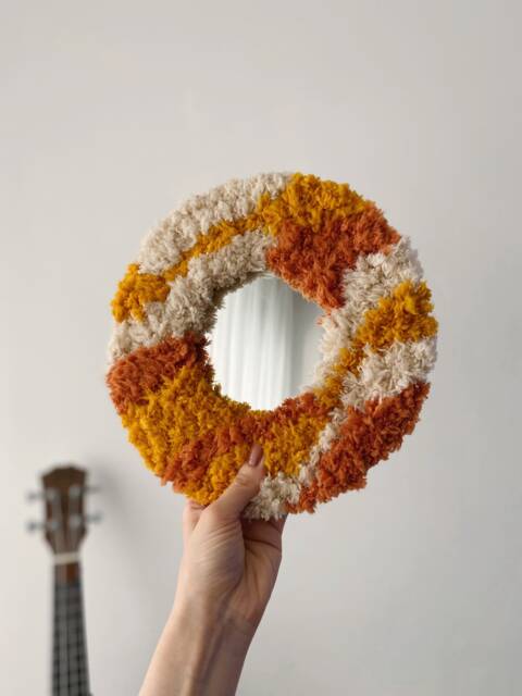 Handmade Punch Needle Wall Mirror Tufted 70S Decor by Etsy | ufurnish.com