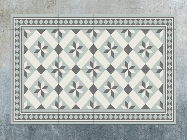 Gothic Caro Rug Mint Vinyl Mat, Beige Rug, Green Linoleum Tile Floor ...