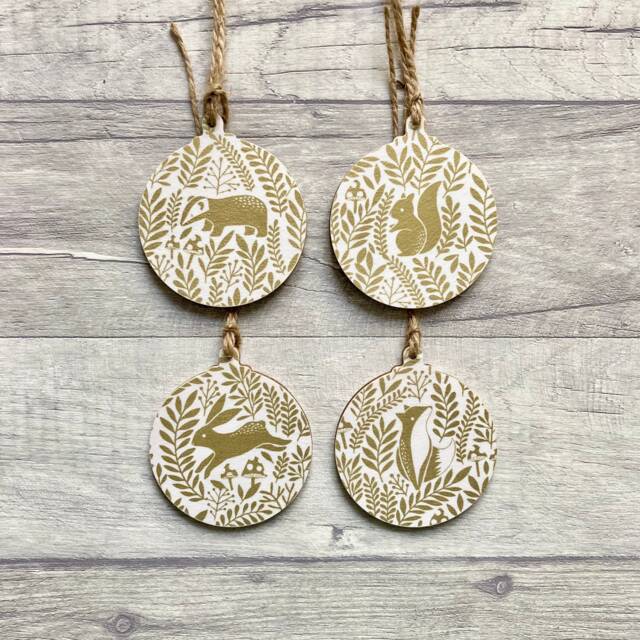 Woodland Animal Baubles For Christmas Tree, Forest Creature Decorations ...