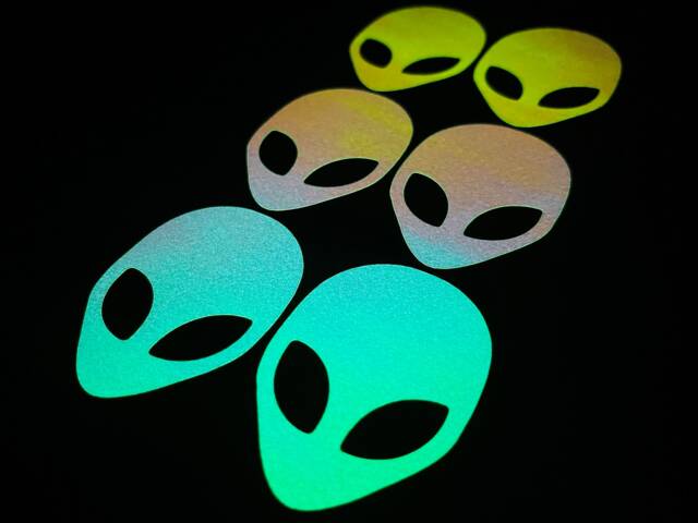 Opal Glow in The Dark Alien Head Stickers Small - Peel & Stick Decal ...