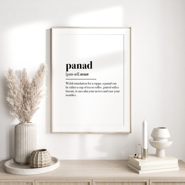 Panad Definition - Welsh Print Tea Coffee Wales Wall Art Decor Kitchen ...