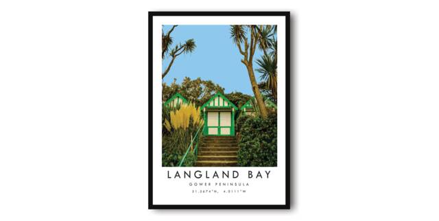 Langland Bay Gower Travel Print, Peninsula Poster, Unique Wall Art ...