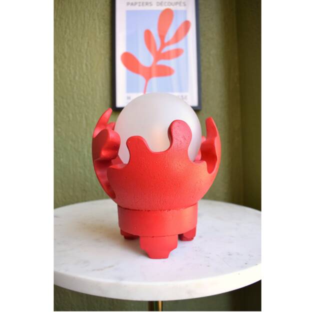 Cora - Red Abstract Modern Table Lamp With A Glass Light Shade, Small ...