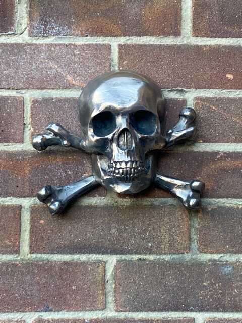 Skull & Crossbones, Jolly Roger Wall Hanging in Cold Cast Bronze by ...