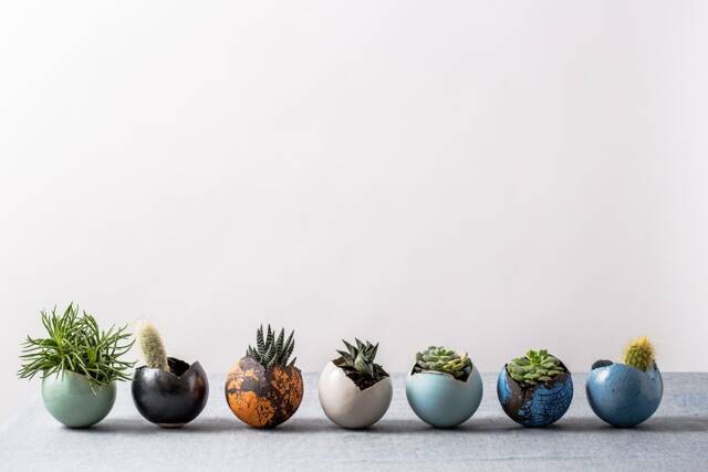 Set Of 7 Small Ceramic Planters For Succulents, Home Decor Colorful ...