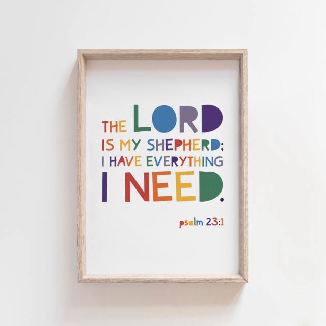 The Lord Is My Shepherd Print, Nursery Prints, Kids Christian Wall Art ...