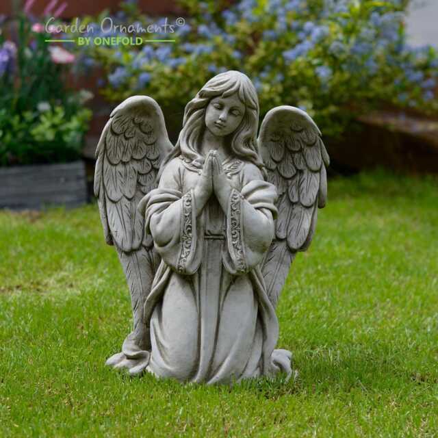 Hand Cast Stone Praying Angel Statue Memorial - Best Quality Highly ...