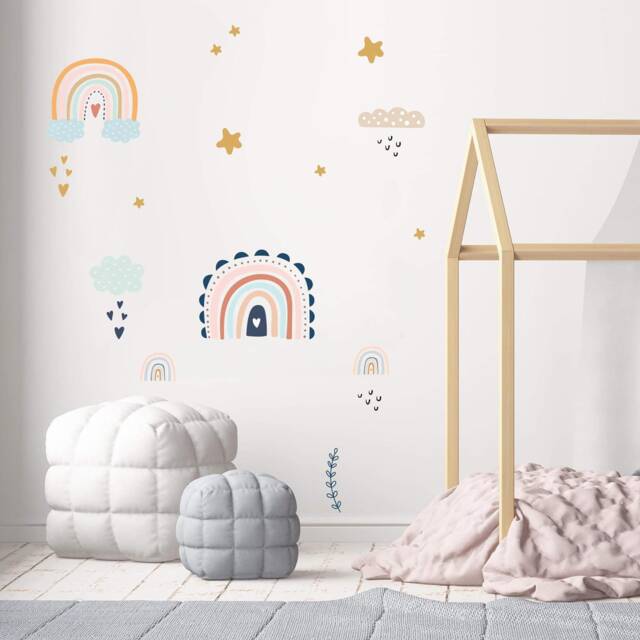Rainbow Boho Set V101 Wall Sticker Children's Room With Stars Clouds ...