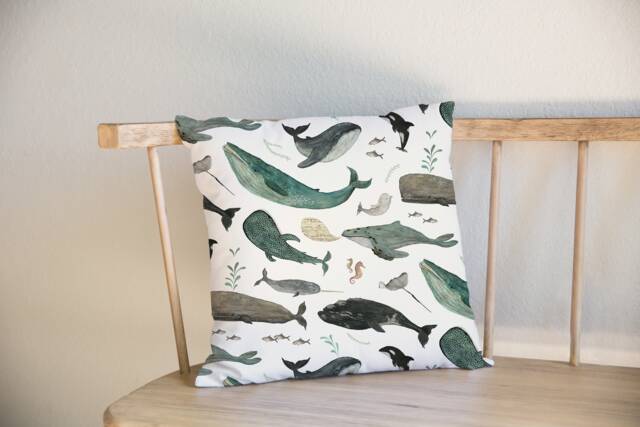Nautical Whale Cushion Cover Ocean Themed Covers Sea Sharks Nursery by ...