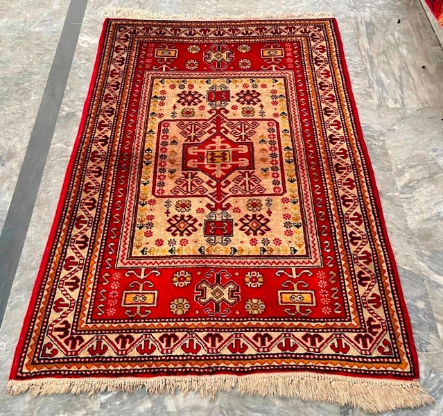 Afghan Rug Kazak Oriental Handmade Hand Knotted Area Wool Baluchi 3X5 Bedroom Persian 145 X 100 ...