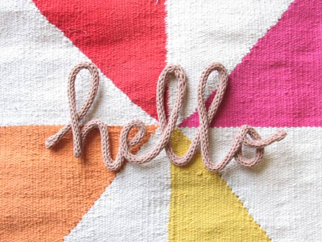 Hello Sign Knitted Wire Words Hello Hallway Art Decor Entryway Nursery ...