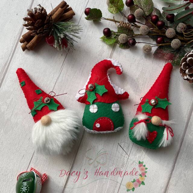 Mr Gnome & Mrs Gnome, Felt Gnome Ornaments, Christmas Gnome, Tree ...