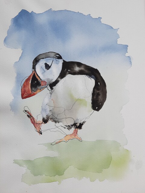 Original Watercolour Painting, Puffin, Bird Art, Animal Wall Children's ...