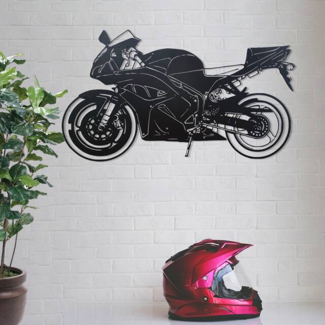 Metal Motorcycle Wall Art Racing Bike Decor, Modern Office Hanging by ...