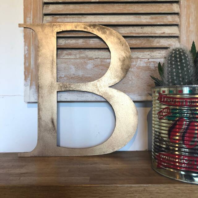 B Rustic Gold Metal Letter , House Name Sign Make Any Word Personalised ...