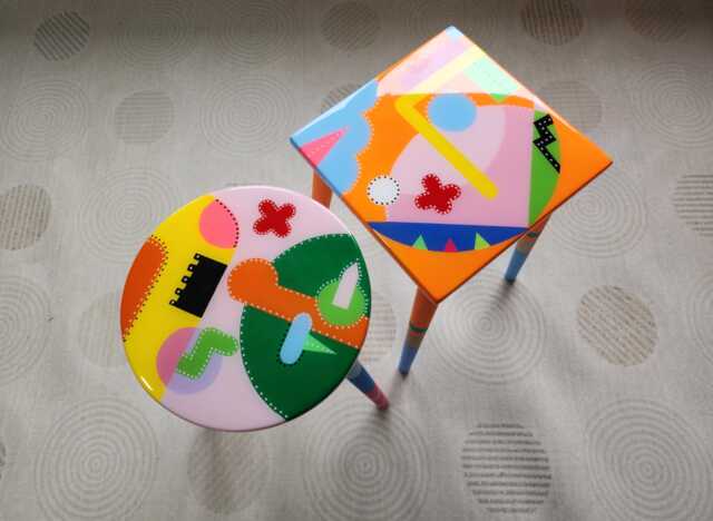 Colorful Funky Abstract Cool Furniture, Resin Side Coffee Tables Wooden ...