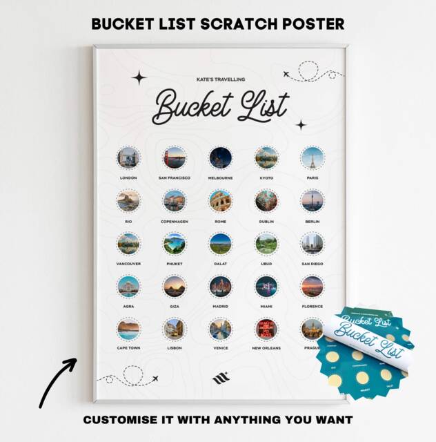 Bucket List Scratch Poster, Travel Wall Art, Addicted, Summer Road Trip ...