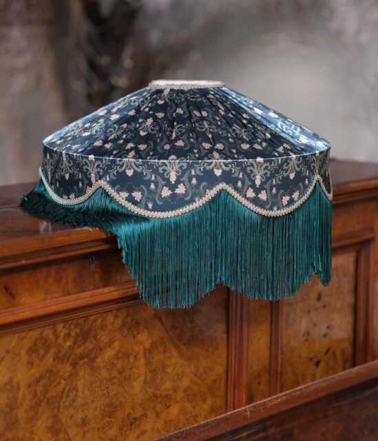 Handmade Emerald Green Satin Lampshade - Elegant Fringe Trim by Etsy ...