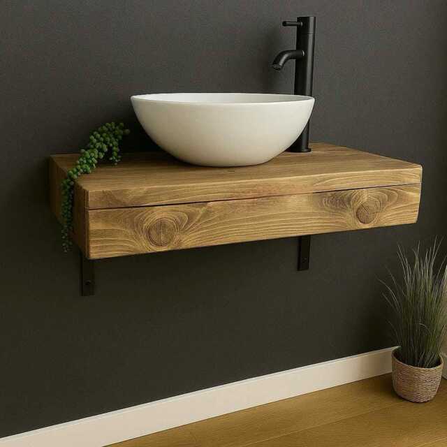 Rustic Wash Stand Shelf Washstand Sink Unit Hand Crafted Bathroom ...