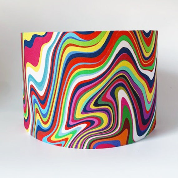 Colourful Psychedelic Stripes, Retro Swirls Fabric Ceiling Light Shade ...