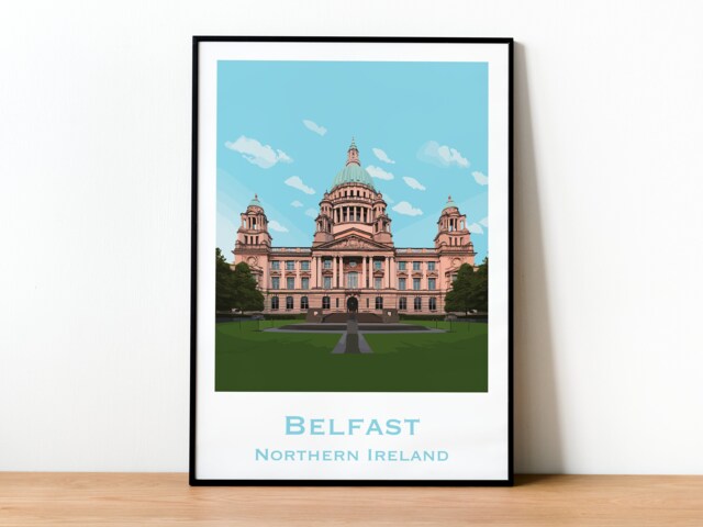 Customisable Belfast City Hall Print - Landmark Poster Northern Ireland ...