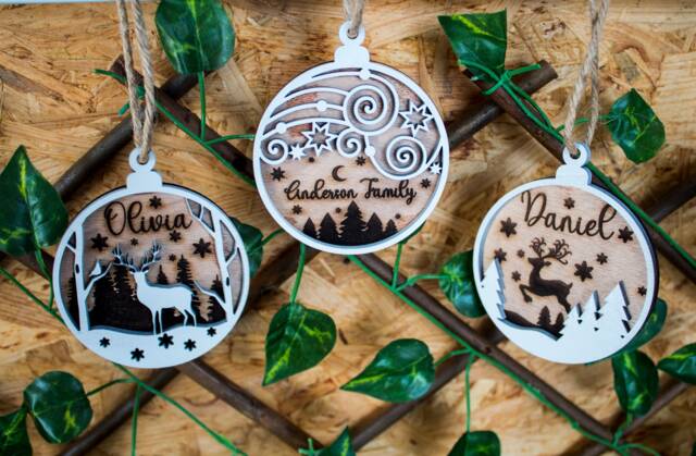 Personalized Christmas Ornament, Wooden Name Ornaments, Family Tree ...