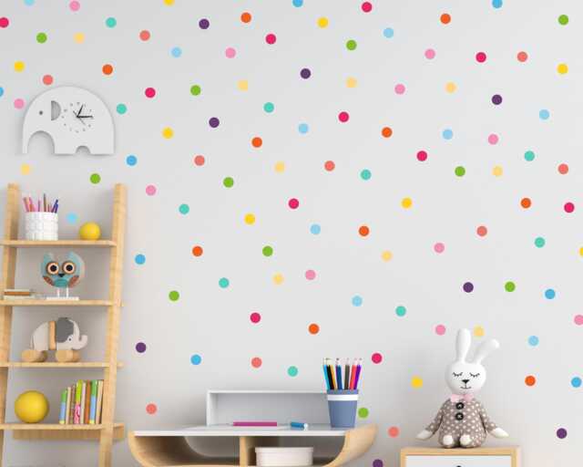 Rainbow Polka Dot Wall Decals 380 Kids Room Confetti Stickers by Etsy ...