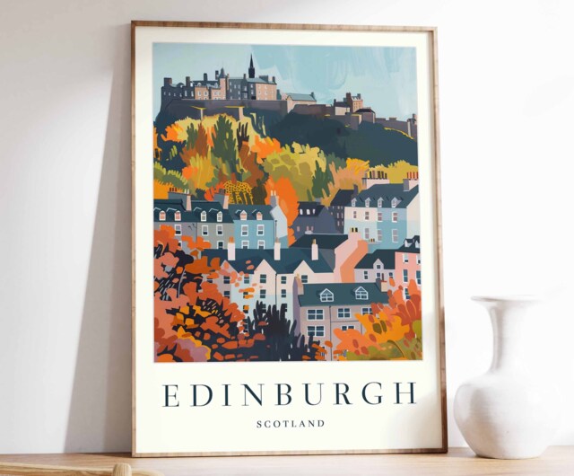 Edinburgh Poster, Travel Print, Scotland Wall Art, Scottish Tropical ...