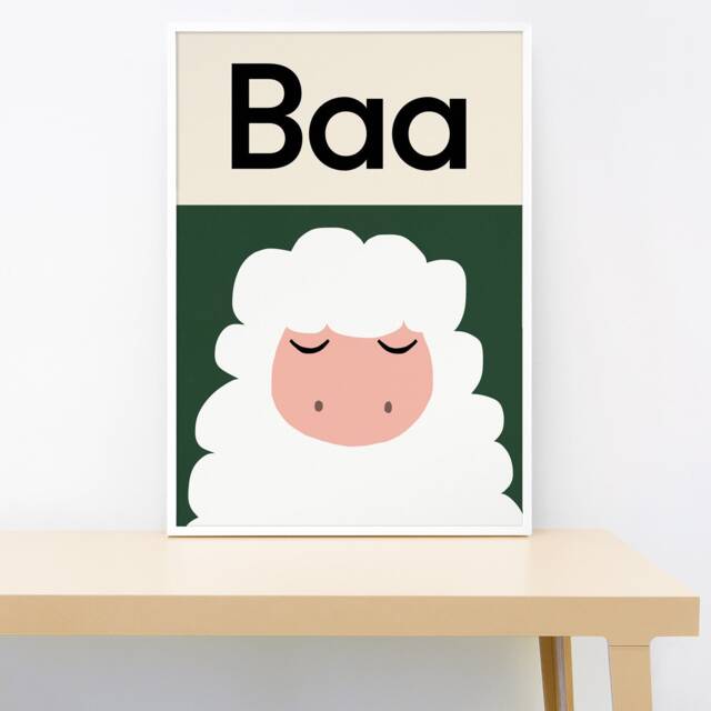 Baa - Sheep Animal Sounds Print Print Nursery Wall Art Educational ...