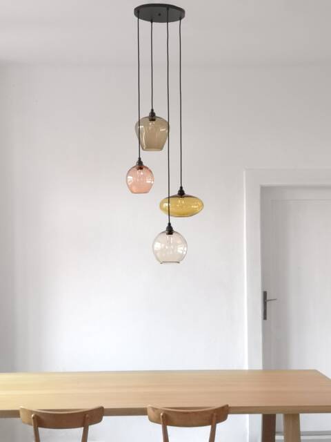 Colored Glass Pendant Lights. Hand Blown Cluster Multi Chandelier ...