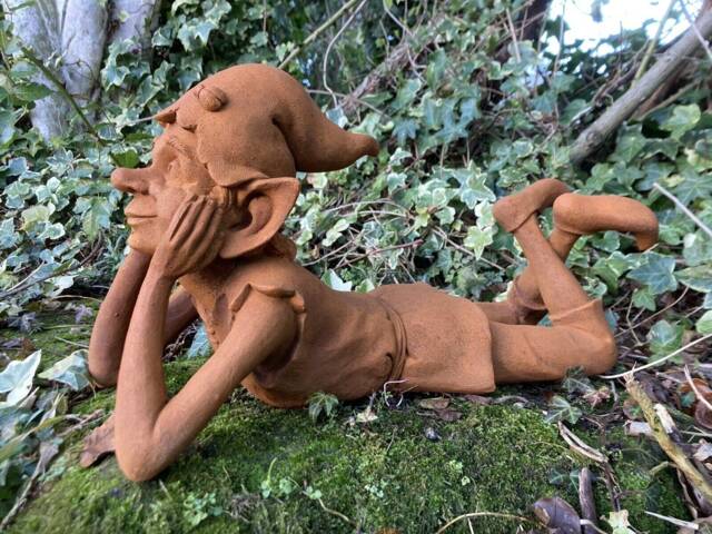 Cold Cast Iron Lying Thinking Pixie Garden Ornament by Etsy | ufurnish.com