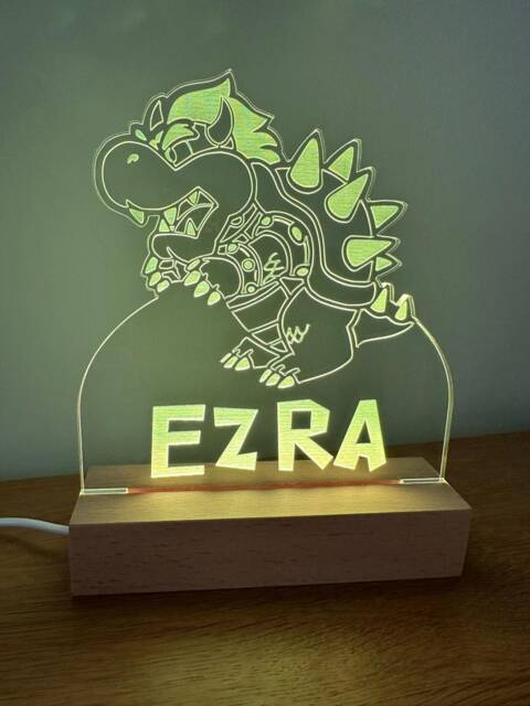 Personalised Bowser Super Mario Acrylic Led Lamp Night Light With Rgb ...
