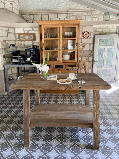 Rustic Counter Height Table Reclaimed Wood, Kitchen With Storage, Bar ...