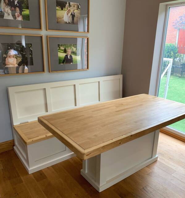 Angled Back Oak Topped Banquette Seating With Large Table by Etsy ...
