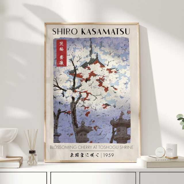 Shiro Kasamatsu, Cherry Blossom Art, Japanese Wall Poster, Japandi ...