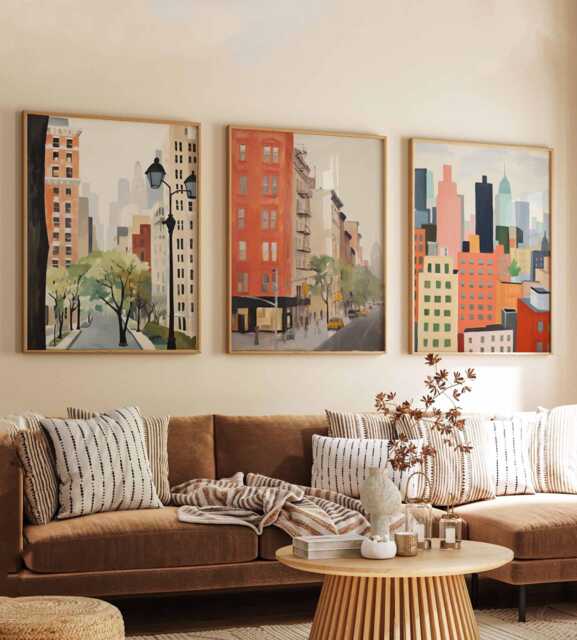 Set Of 3 New York Posters, Usa Prints, Nyc Wall Art Sets, City Travel ...
