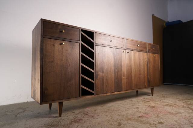 Moe Wine Bar, Handcrafted Solid Wood Liquor Buffet, Customizable Design ...