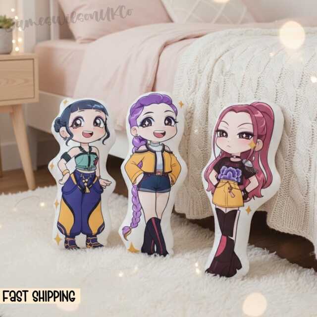 Cute Chibi Rumi Mira Zoey Warrior Plush, Hero Custom Cushion Gift, Kpop ...