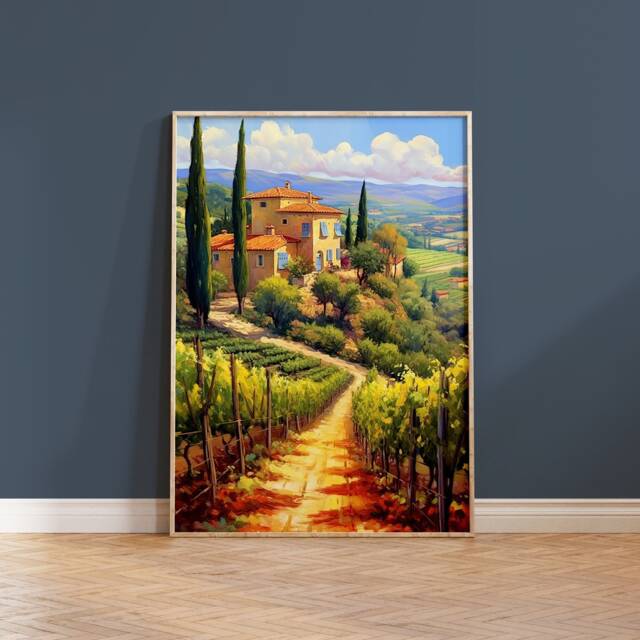Tuscany Vineyard Print Italian Landscape Wall Art by Etsy | ufurnish.com