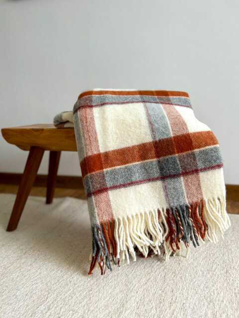 Pure Wool Blanket - Rust/ Grey by Etsy | ufurnish.com