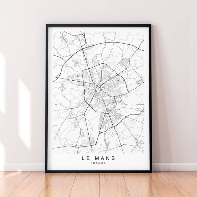 Le Mans City Map France Print Poster Minimalist Home Decor Town Wall ...
