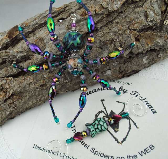 Mermaid Tail Christmas Spider Ornament Mood Bead & Seashells, German ...