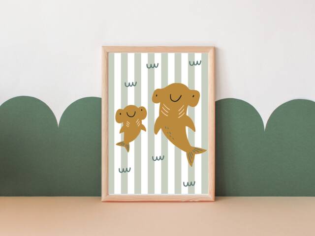 Cute Shark Print. Ocean Wall Art Perfect For Boys Rooms, Girls A ...