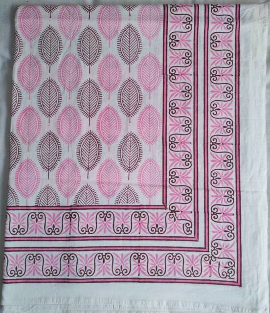 Hand Block Print Cotton Duvet Cover Pink & Maroon Leaf Design by Etsy ...