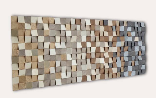 3D Wood Block Wall Art Metallic Accent Mosaic Sculpture by Etsy ...