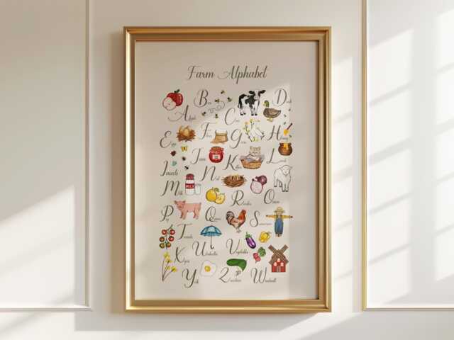 Farm Alphabet Poster Watercolor Cottagecore Nursery Wall Art by Etsy ...