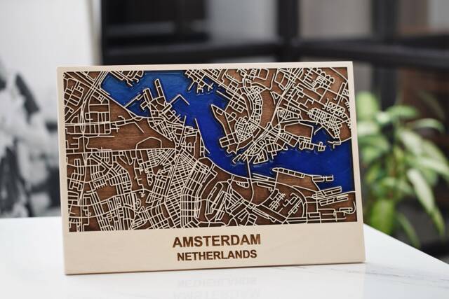 Amsterdam Epoxy & Wooden City 3D Plan, Street Cutouts - 8x12 in Map ...