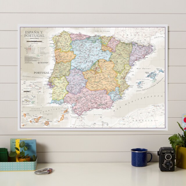 Map Of Spain & Portugal Poster Art - Wall Decor Print Classic Edition ...
