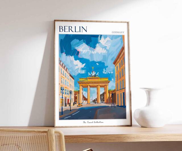 Berlin Travel Poster Germany Art Print, Brandenburg Gate by Etsy ...